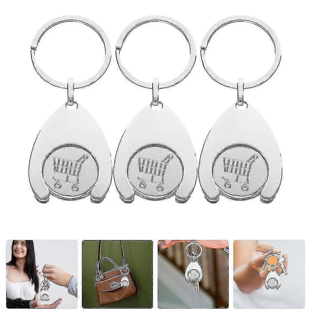 Shopping Trolley Token Keychain 3 Pack Metal Coin Key Ring for Grocery ...