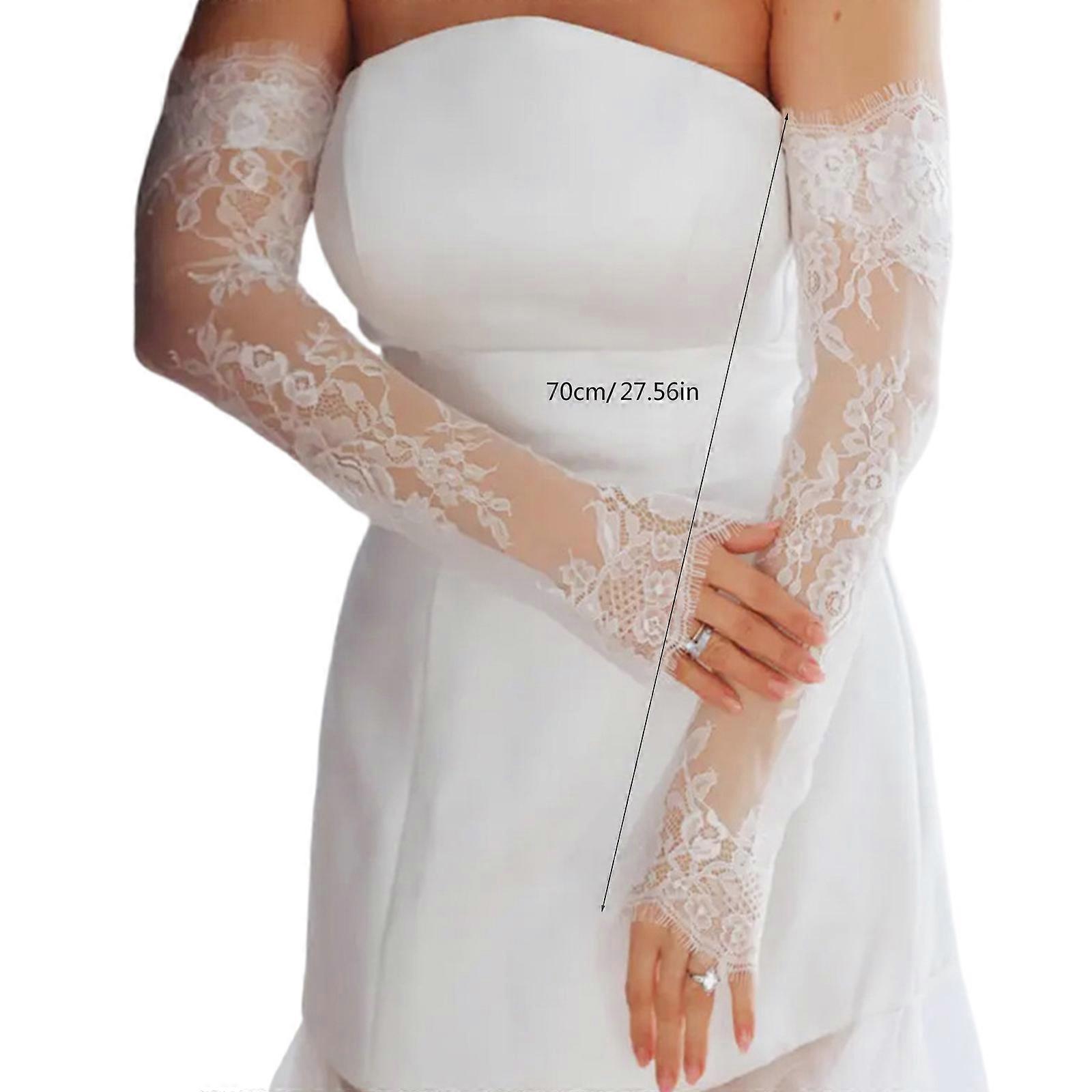 Long Sheer Gloves with Lace Flower Bridal Shower Arm Covers for Special ...