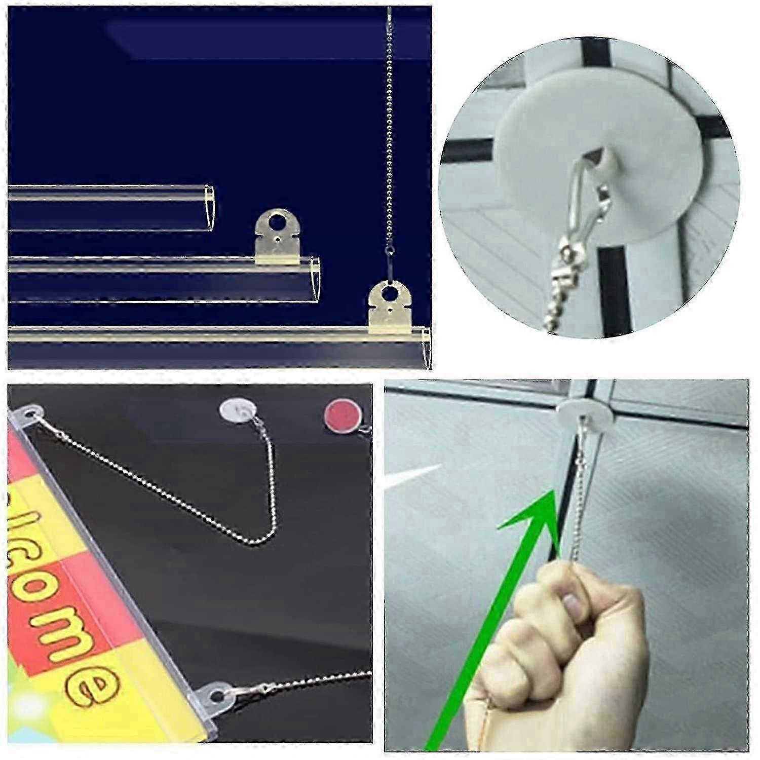 50 Transparent Self-Adhesive Hooks & Flagpole Clips Set for Ceiling ...