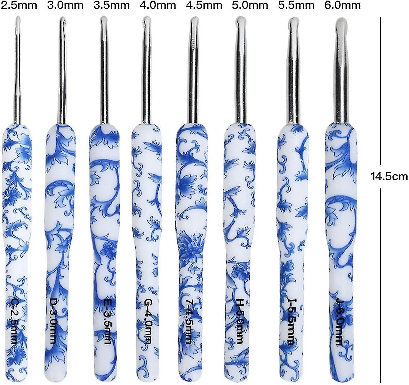 Arthritis Crochet Hooks Set With Plastic Handles - Pretty Patterned ...