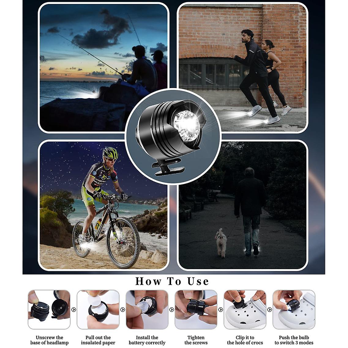 2 Pack Headlights For Croc, Croc Lights For Shoes, Waterproof Crocs ...