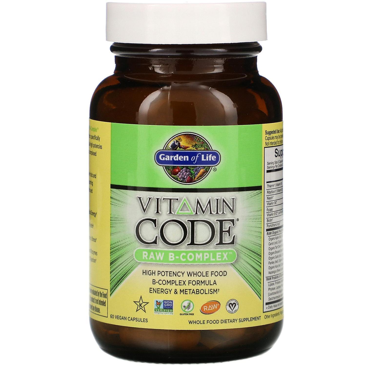 Garden of Life, Vitamin Code, RAW B-Complex, 60 Vegan Capsules | Fruugo UK