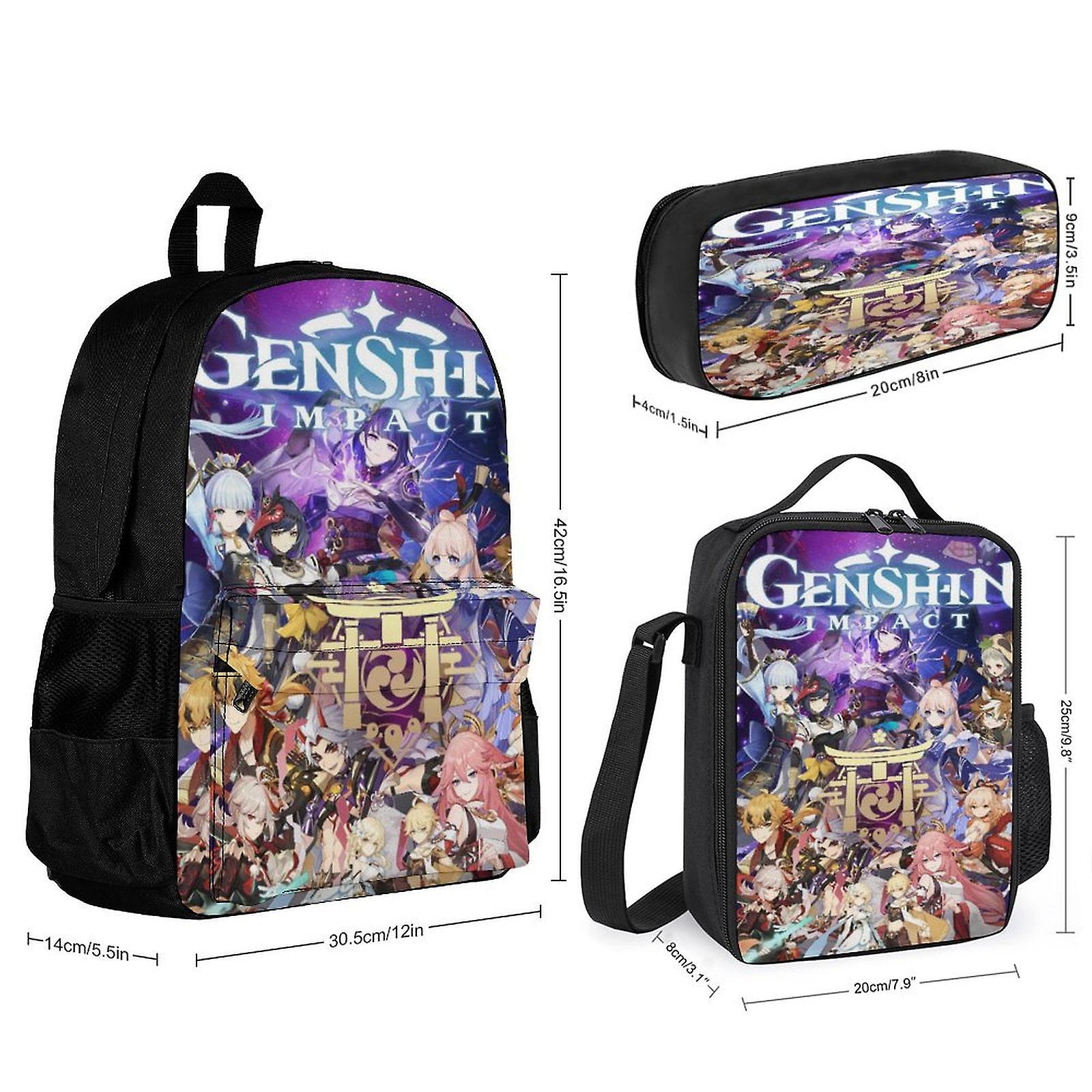 Genshin Impact Backpack 3 Piece Set Laptop Backpack with Pencil Case ...