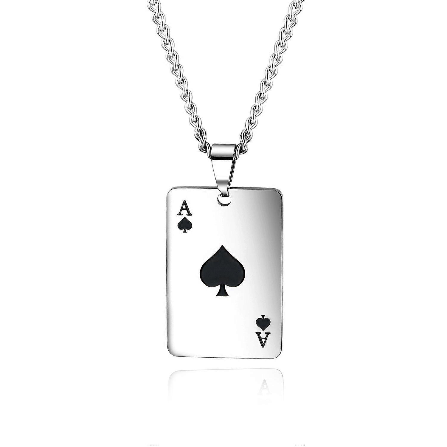 Stainless Steel Ace of Spades Pendant Necklace for Men and Women Small ...