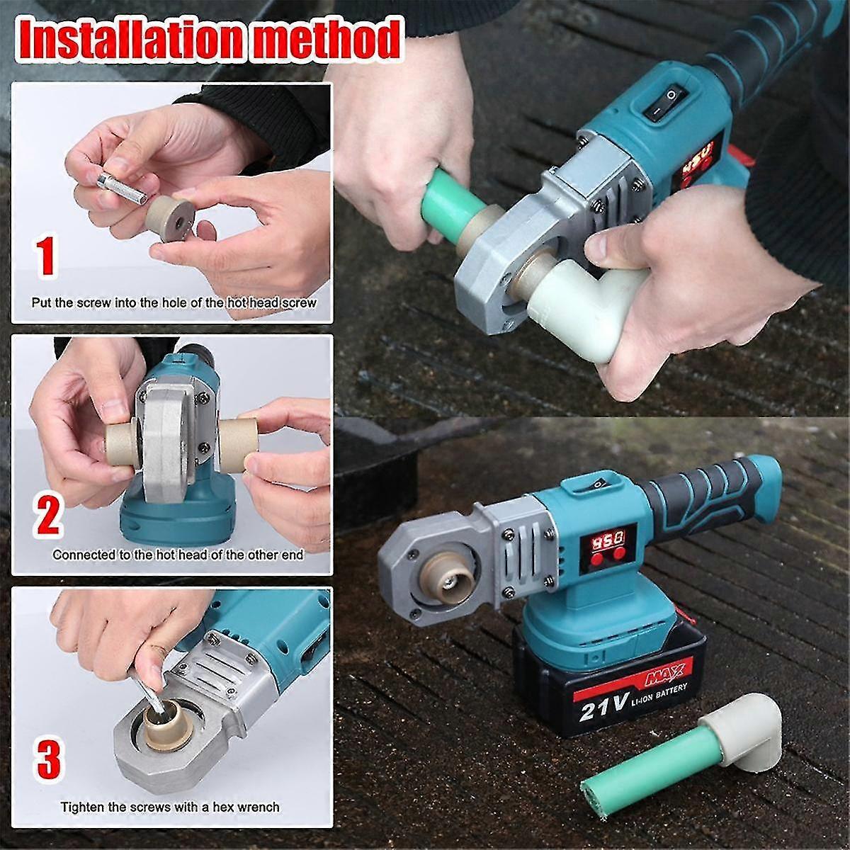 Plastic Ppr Pipe Welding Machine Cordless Water Pipes Melting Device With Replacement Heads Fuse ...