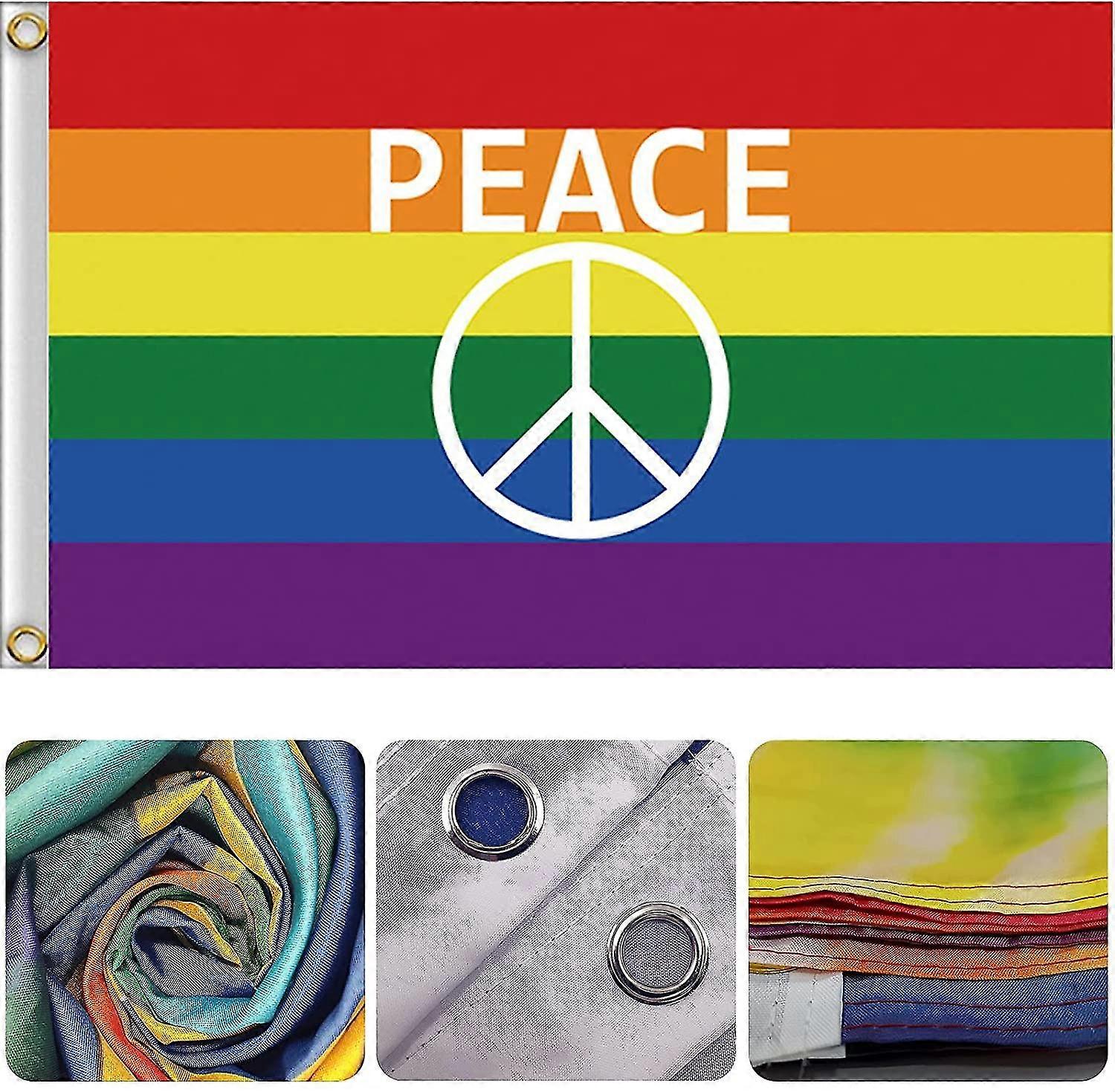 Peace Flag, Rainbow Flags For Outdoors Decorative, Double Printed World ...
