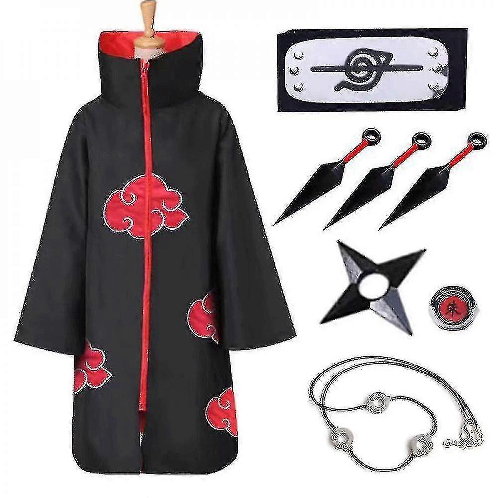 Naruto Akatsuki Cloak Anime Cosplay Costume Kit Itachi Robe Halloween ...