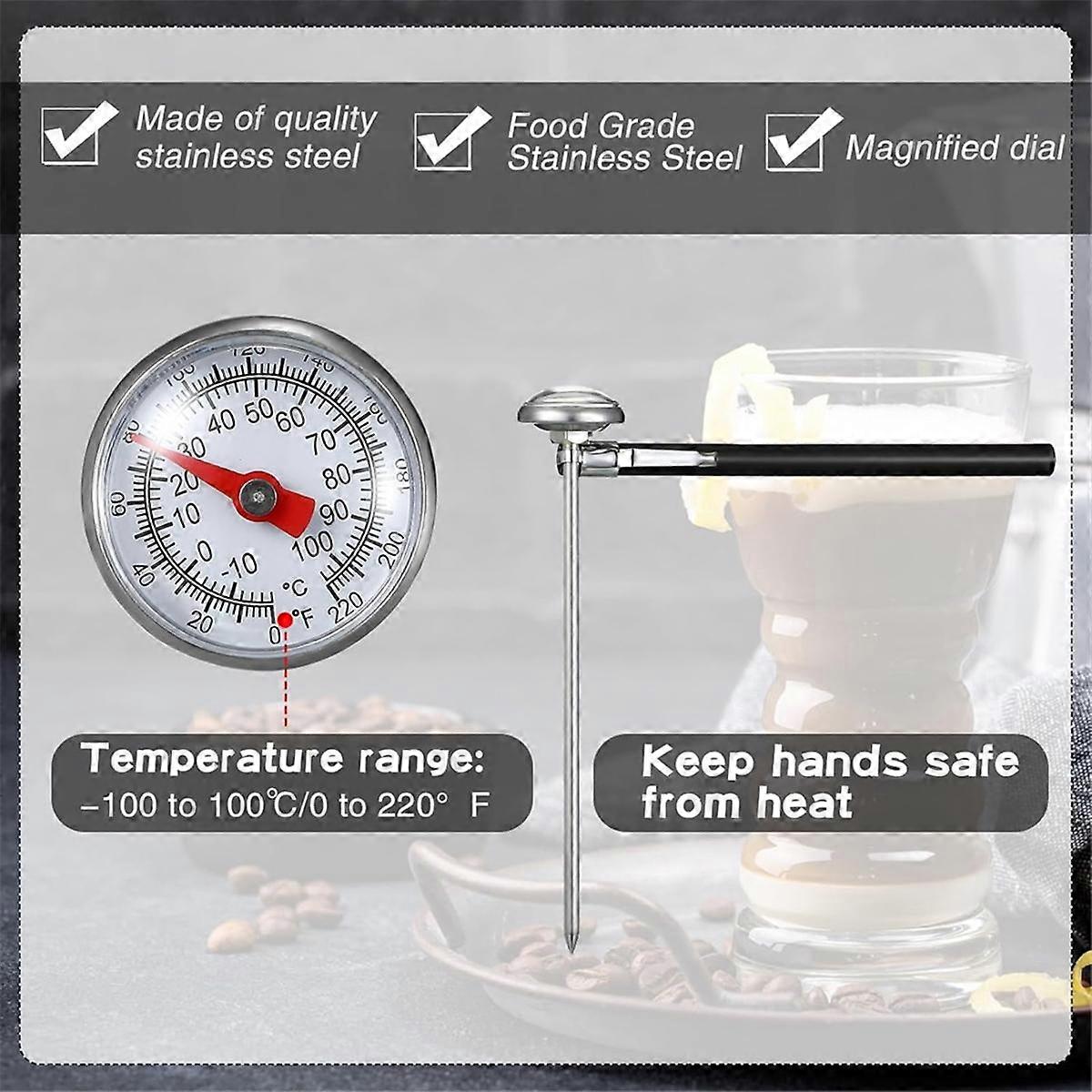 6 Pcs Stainless Steel Kitchen Thermometer with 5 Inch Long Stem 1 Inch ...