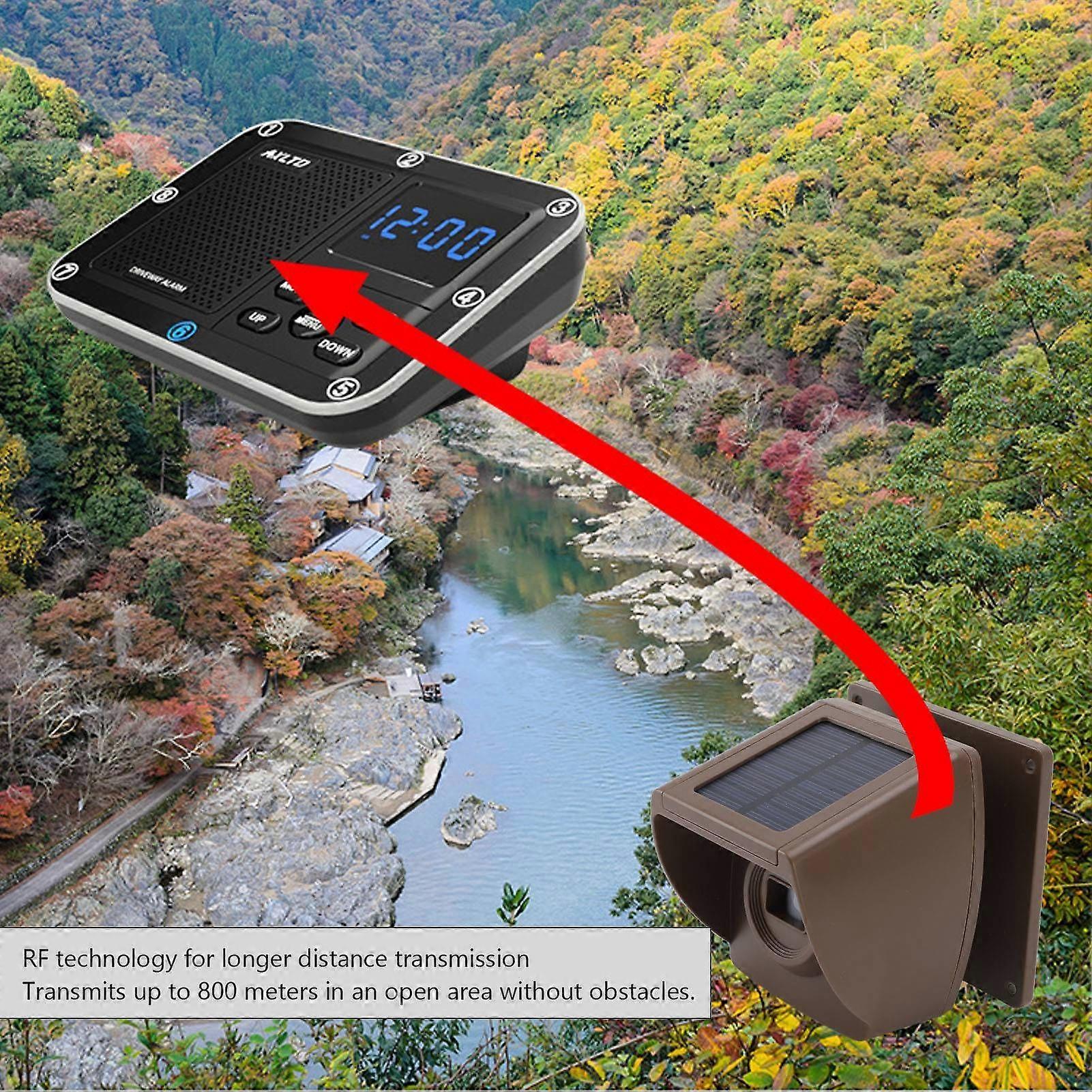 Driveway Alarm 800M Long Range IP55 Weatherproof Solar Wireless ...