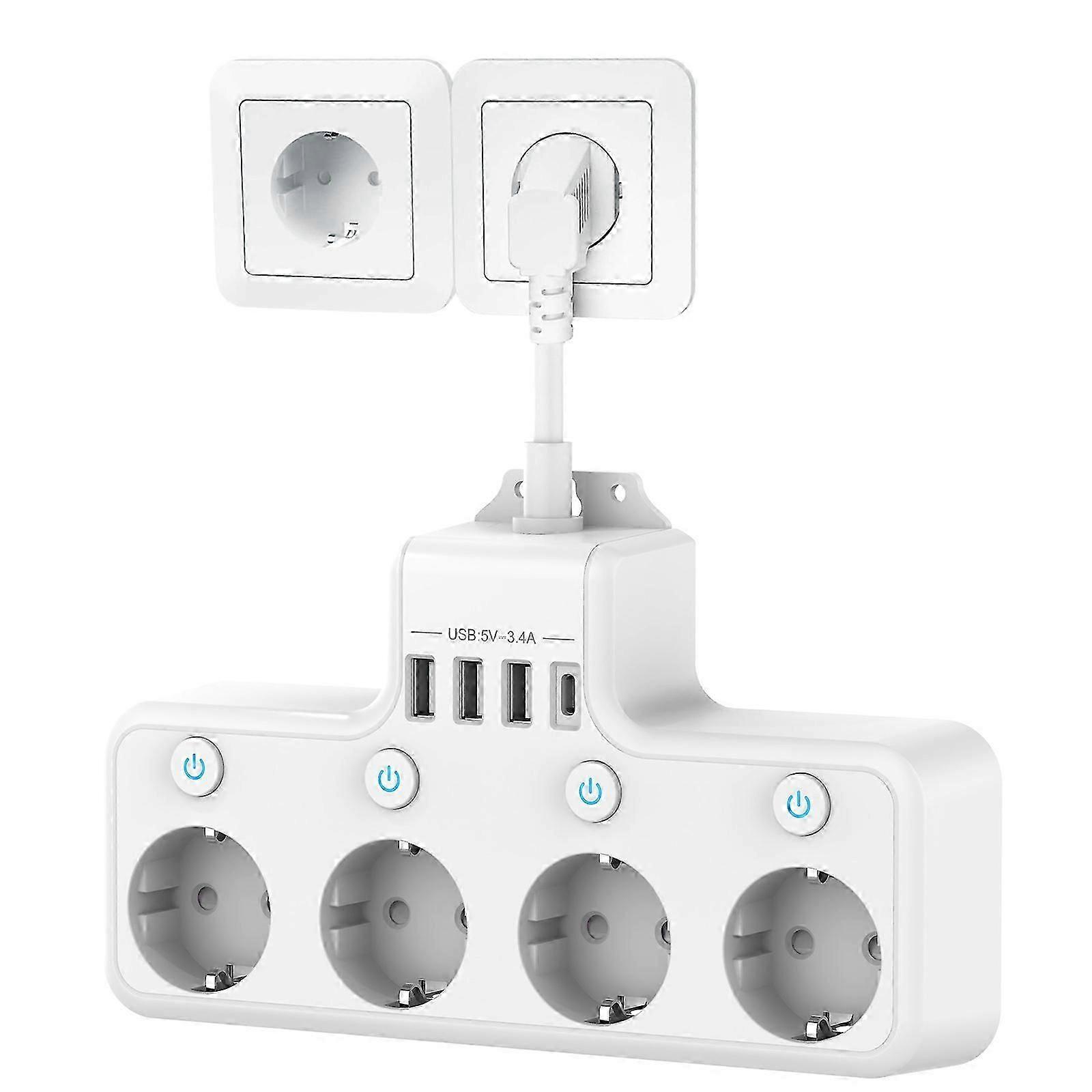 4-way 8 In 1power Strip, Individually Switchable, Multiple Socket With ...