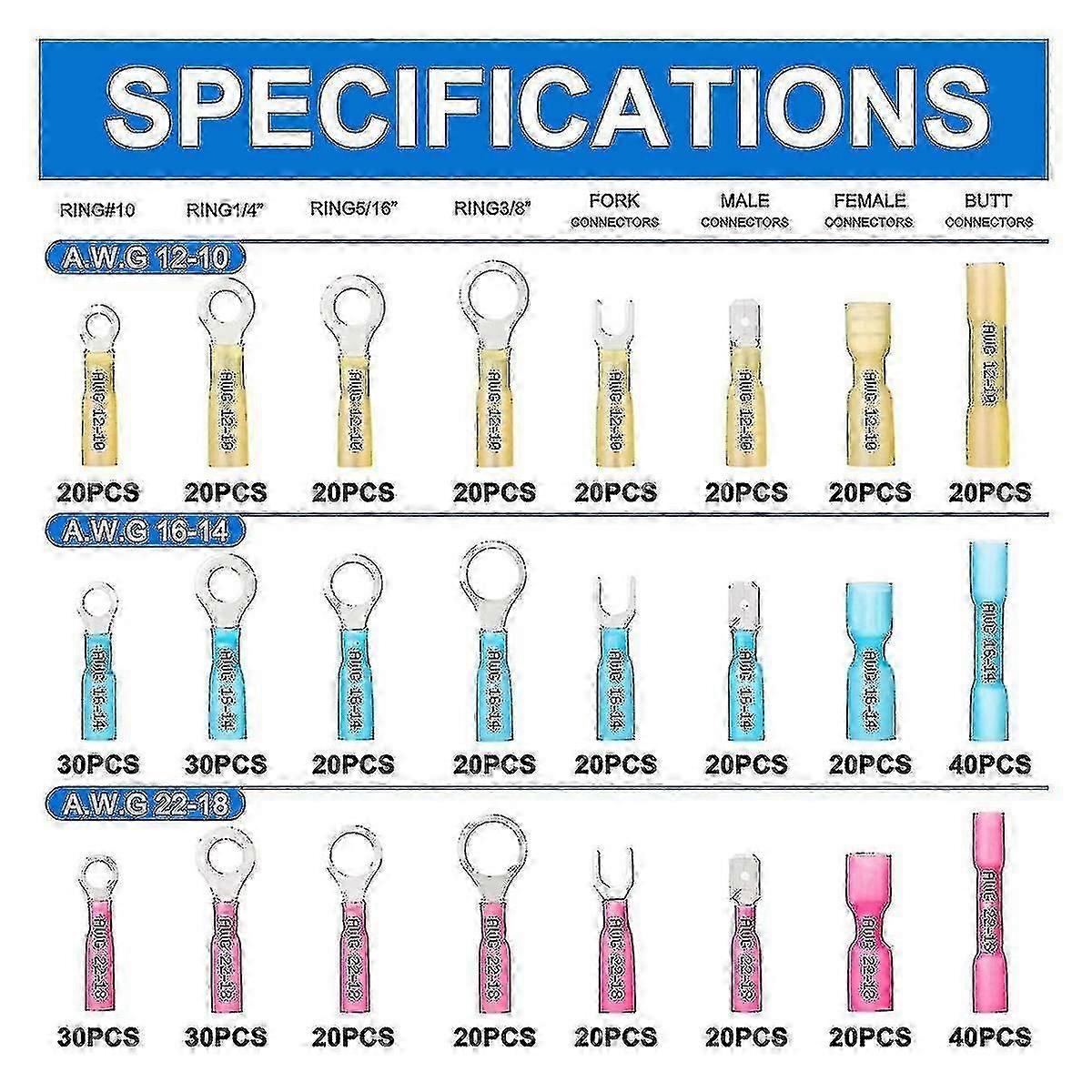 560pc Marine Grade Heat Shrink Wire Connectors-electrical Connectors ...