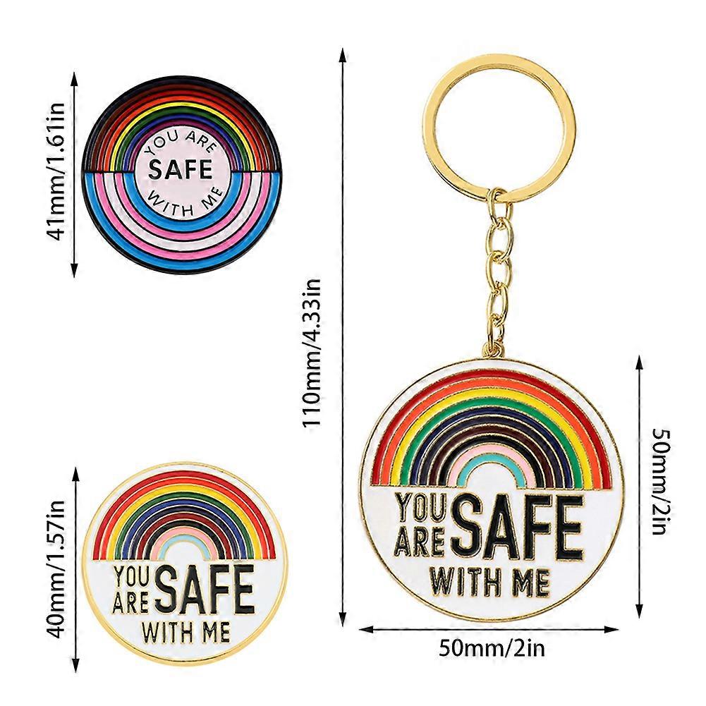 You Are Safe With Me Enamel Pin Modern Rainbow-Pride Flag Enamel Badge ...