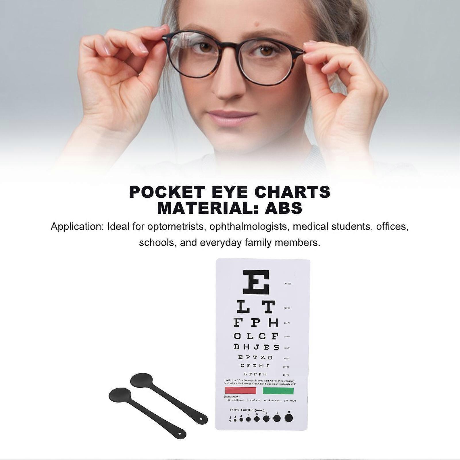 Pocket Eye Chart with 2pcs Occluder Double Sided Vision Eye Test Exams ...