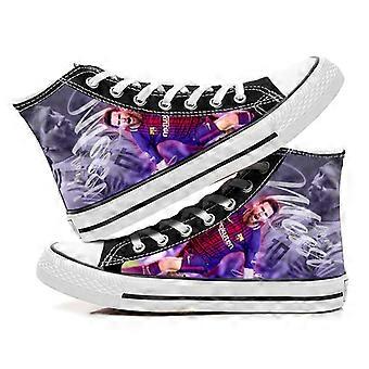 Football stars Cristiano Ronaldo and Lionel Messi printed canvas shoes ...