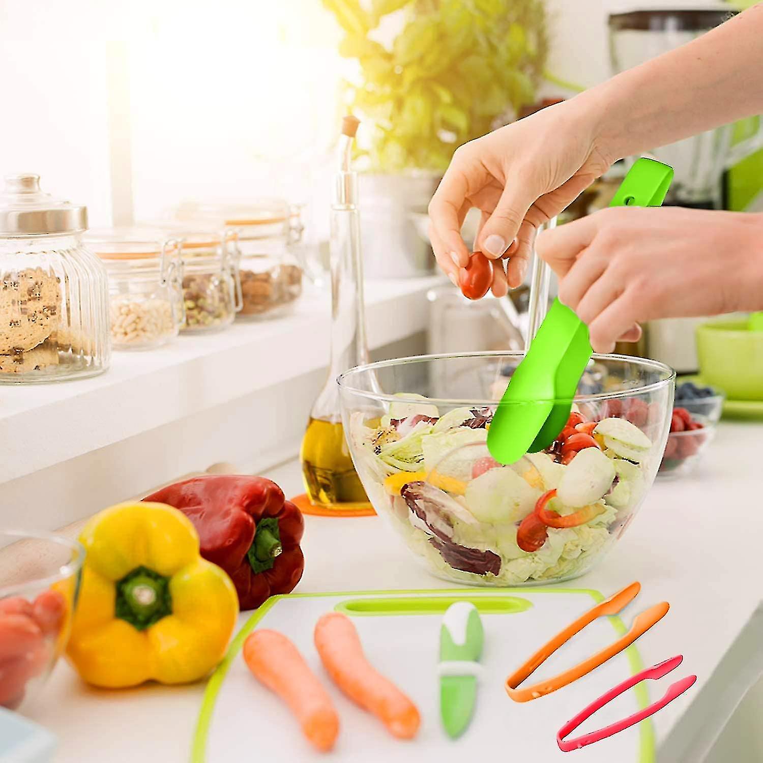 Plastic Kitchen Tongs Reusable Serving Tongs Non-slip Bread Clip Tongs ...