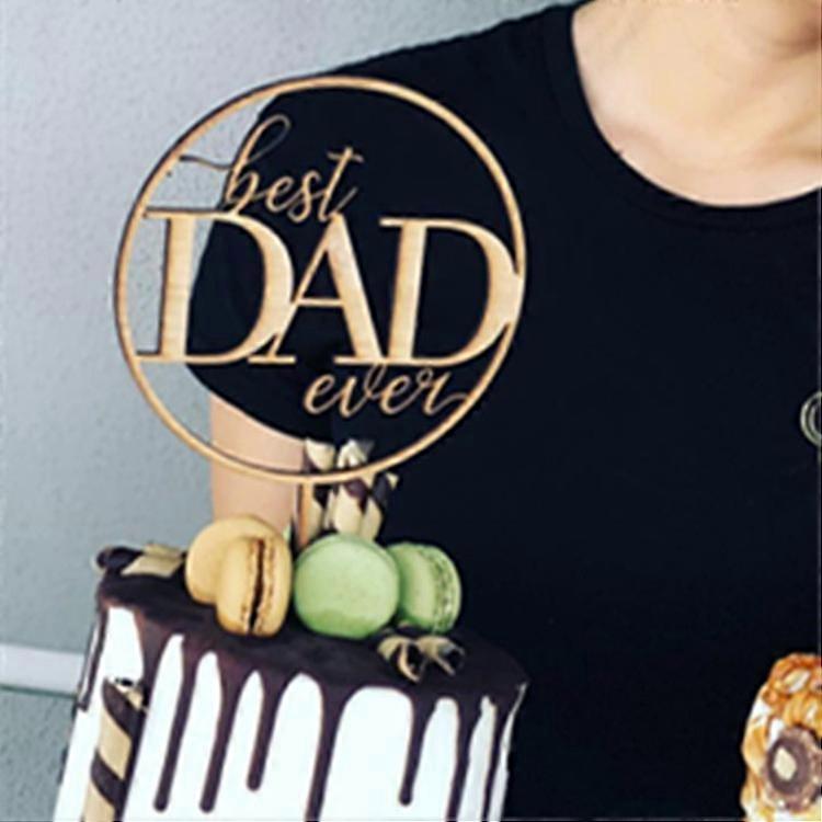 Ins Father's Day Birthday Party Cake Topper Dad Bow Tie Gold Acrylic ...
