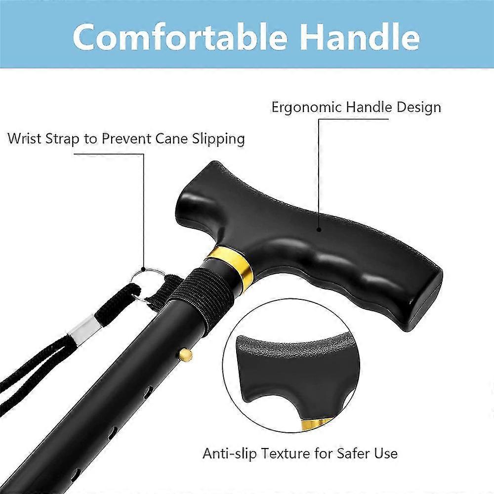 Aluminium Alloy Walking Stick Easy Fold Adjustable Cane Lightweight ...