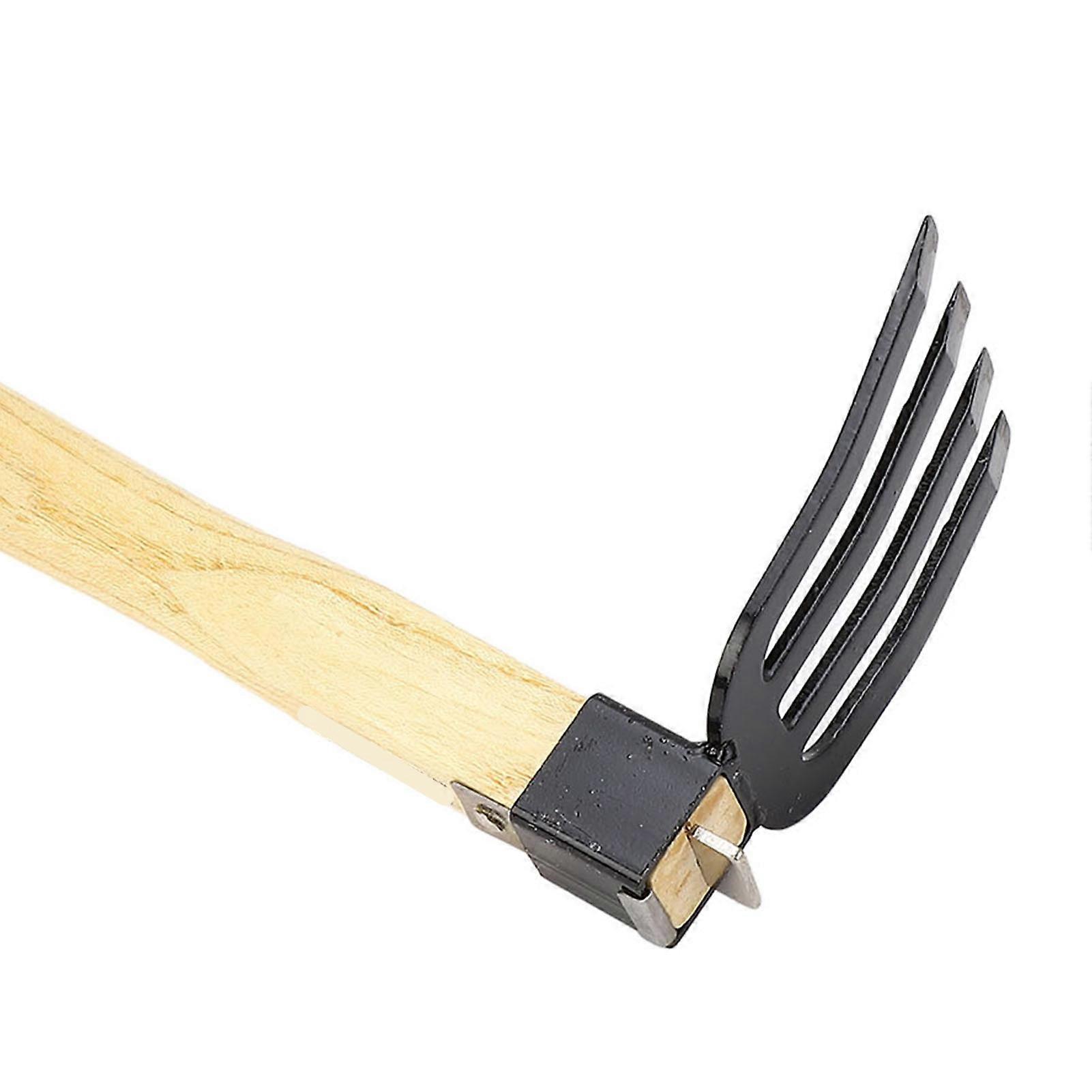 Hoe Fork Combo Wooden Handle Garden Hand Digger Rake Garden Hand Tool ...