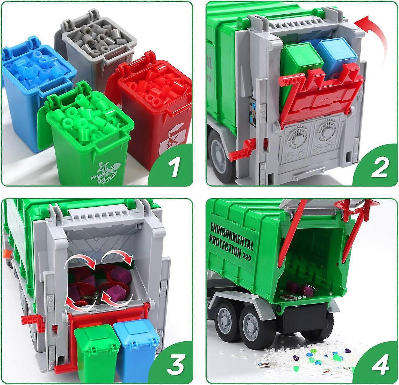 12" Garbage Truck Toys Trash Truck Recycle Truck with Sound and Light ...