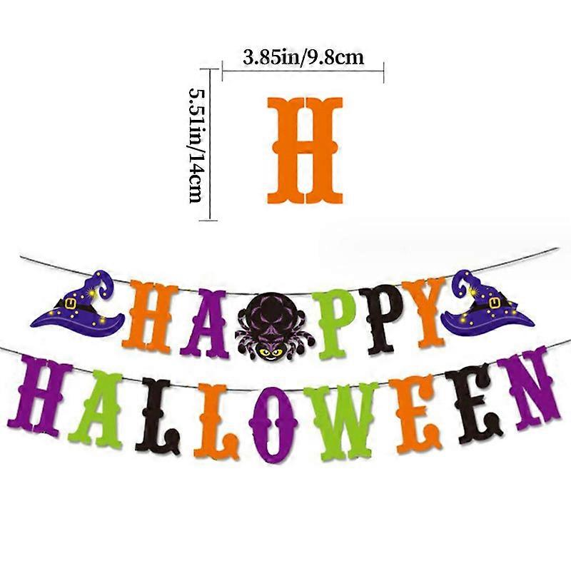 Colorful Halloween Happy Birthday Banner and Halloween Pattern Pennant ...