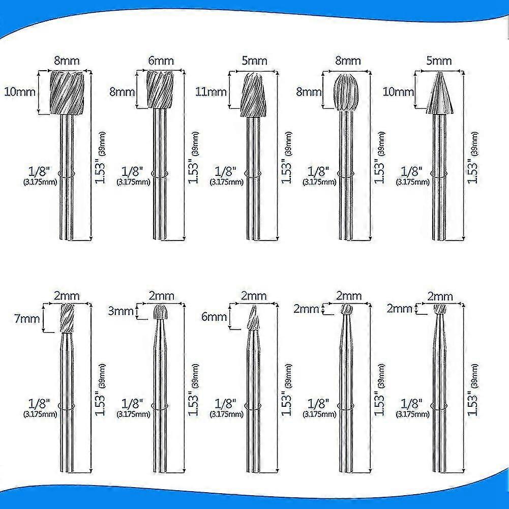 20Pc HSS Router Carbide Engraving Bits for Dremel Router Bit Set 1/8 ...