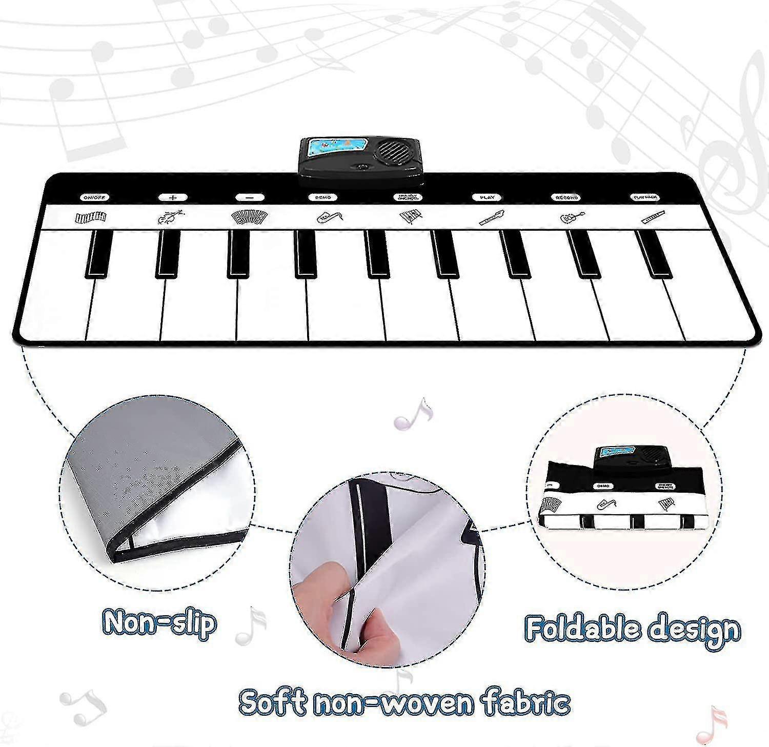 Piano Musical Mat, Musical Toys Floor Piano Keyboard Mat With 8 ...