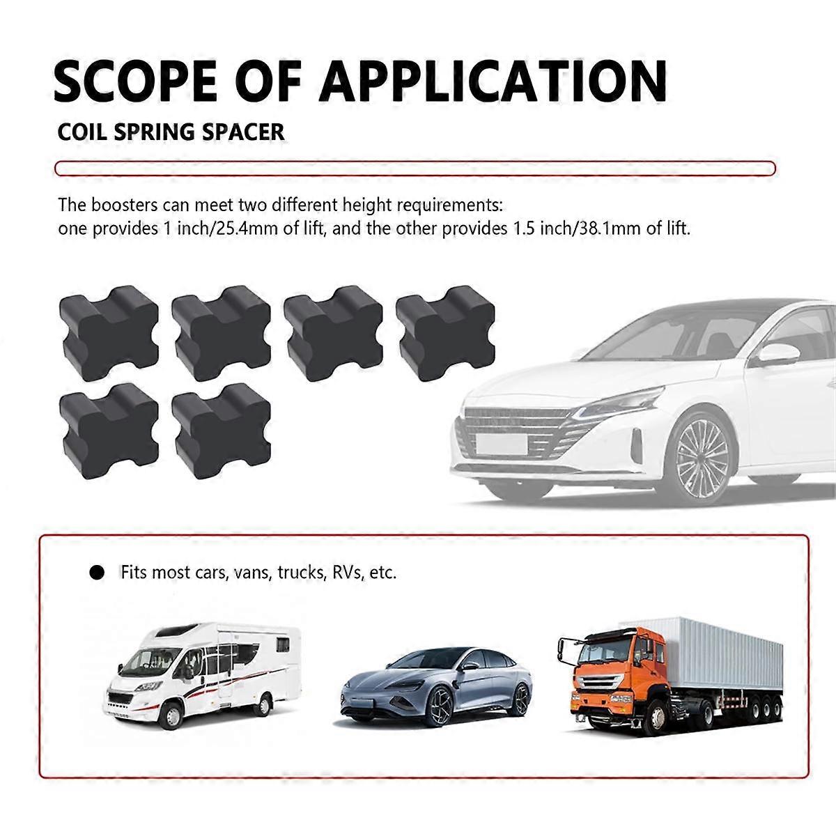 6PCS Car Coil Spring Spacers, Heavy Duty Rubber Coil Spring Booster for ...