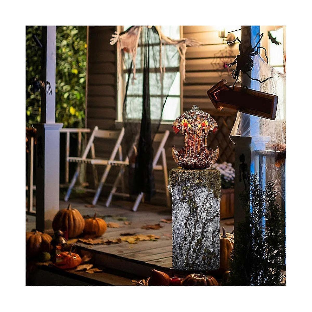 Scary Extendable Jack-O-Lantern Halloween Decor, Talking Pumpkin with ...
