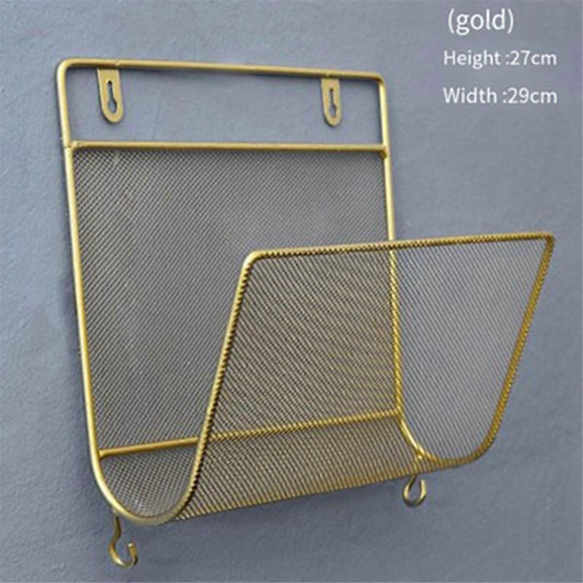 Iron Book Rack Metal Newspapers Rack Wall Mounted Bookshelf Wall ...