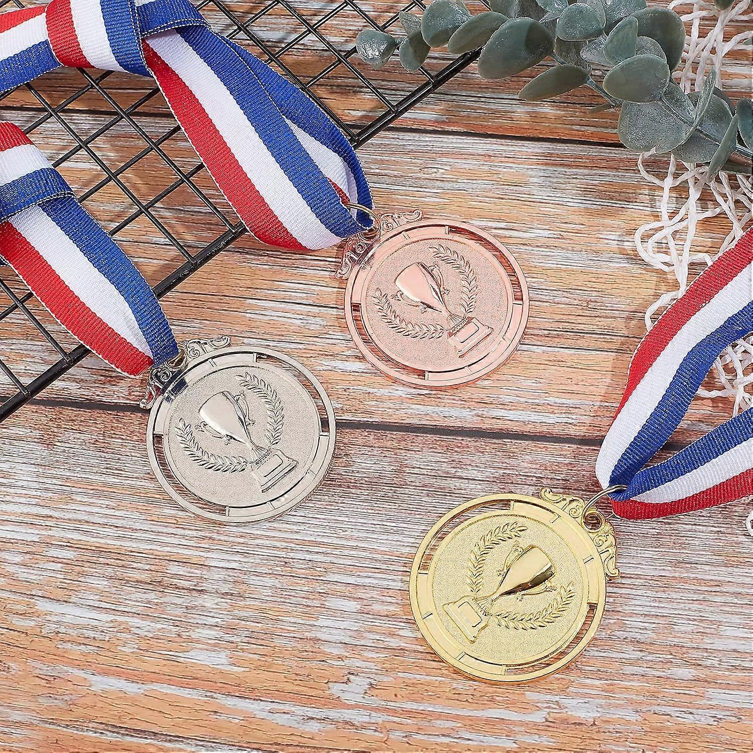 12 Packs Sport Game Medals Challenge Cup Pattern Winner Award Medals Genuine Award Medals Gold ...