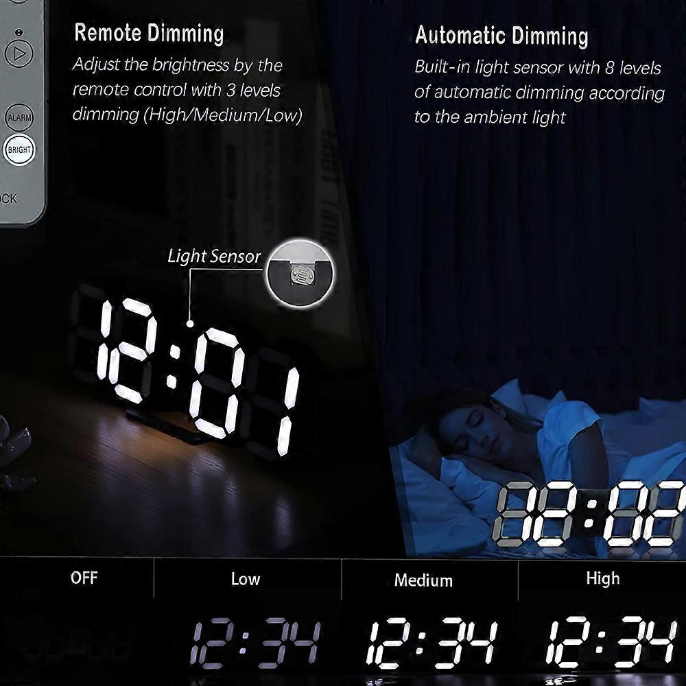 Digital Wall Clock Led Electronic Gift Alarm Clock Intelligent 3D ...