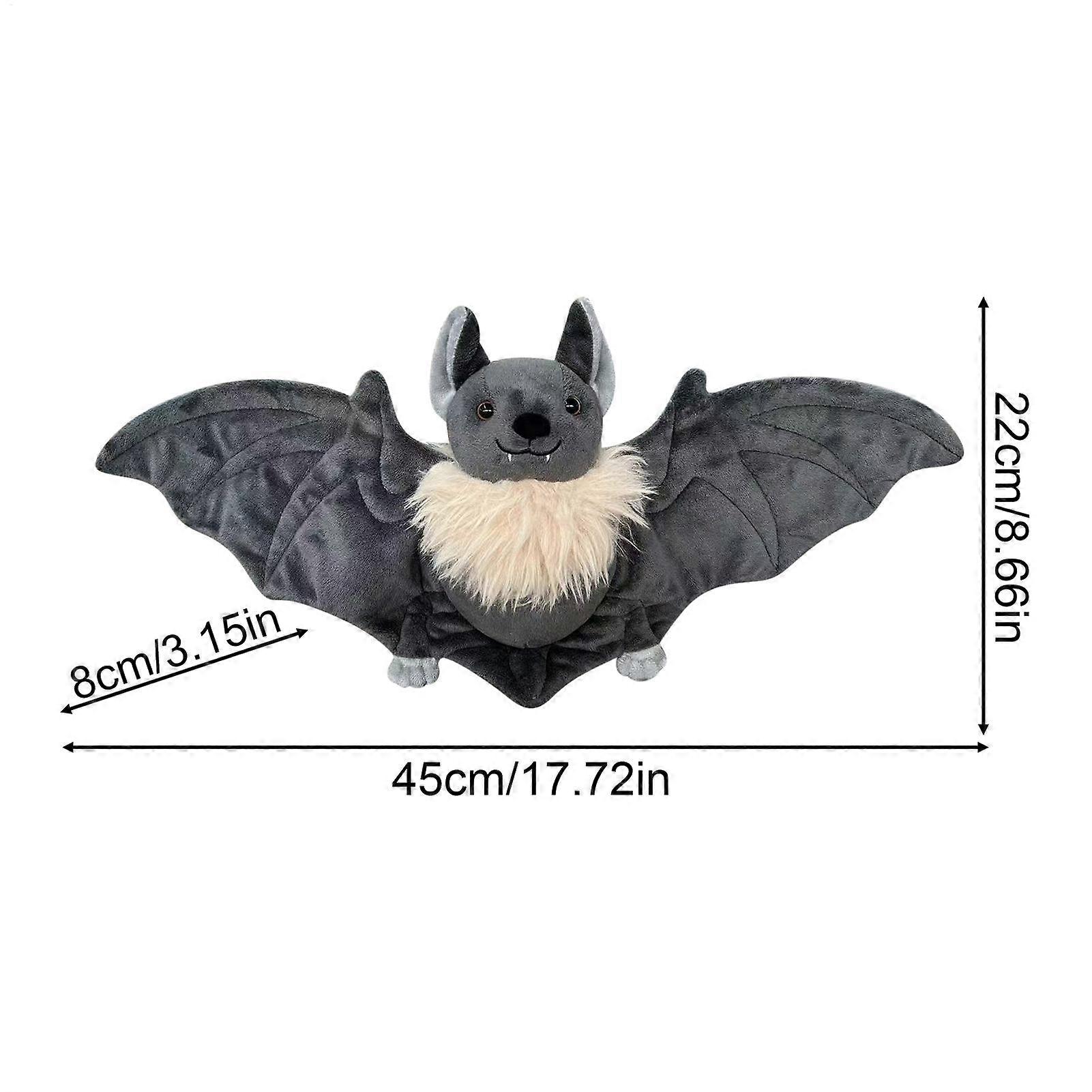 Realistic Bat Stuffed Animal Plush Toy 45cm Black Fluffy Bat with Wings ...