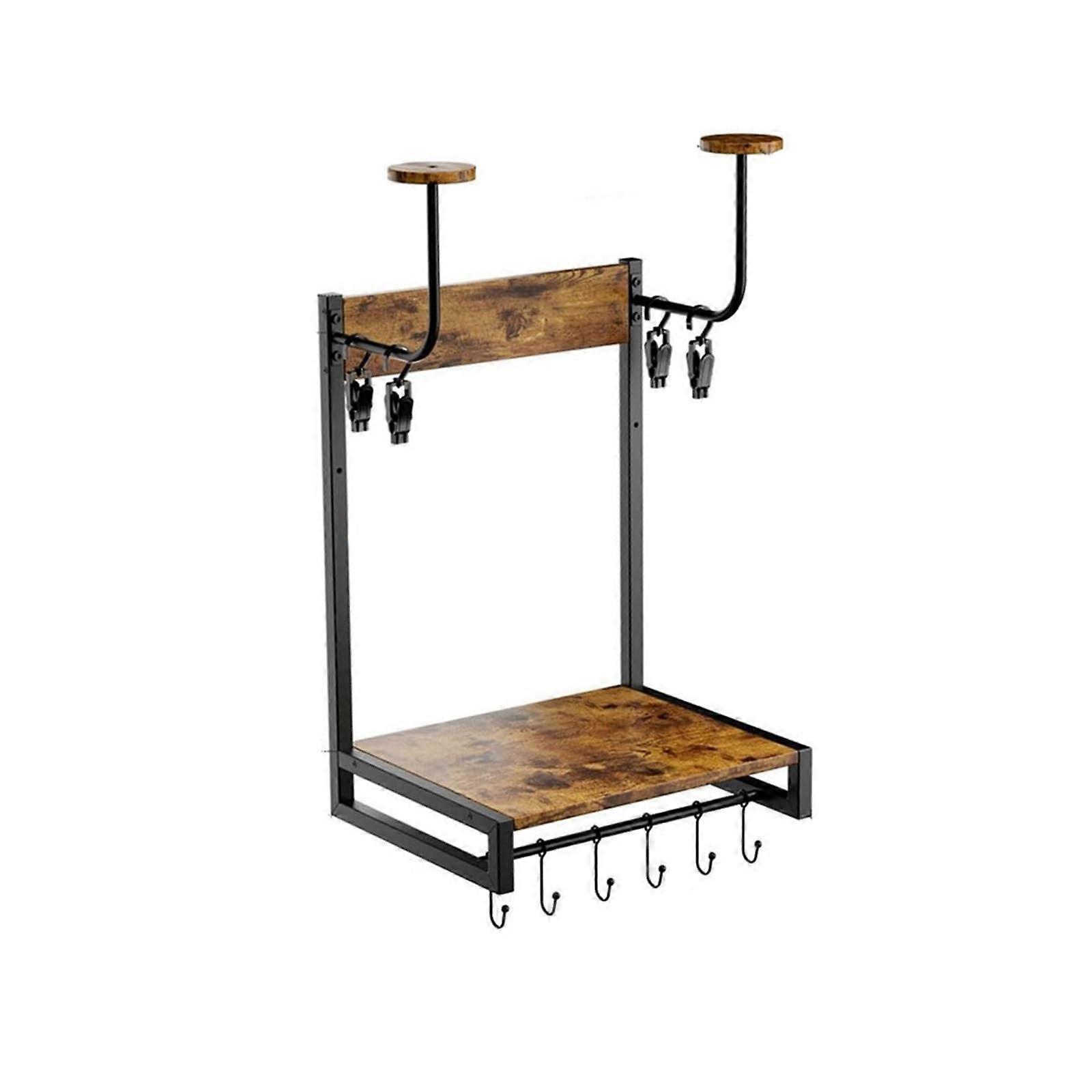 Motorcycle Gear Storage Rack with Metal Frame and Wood Shelf, Wall ...