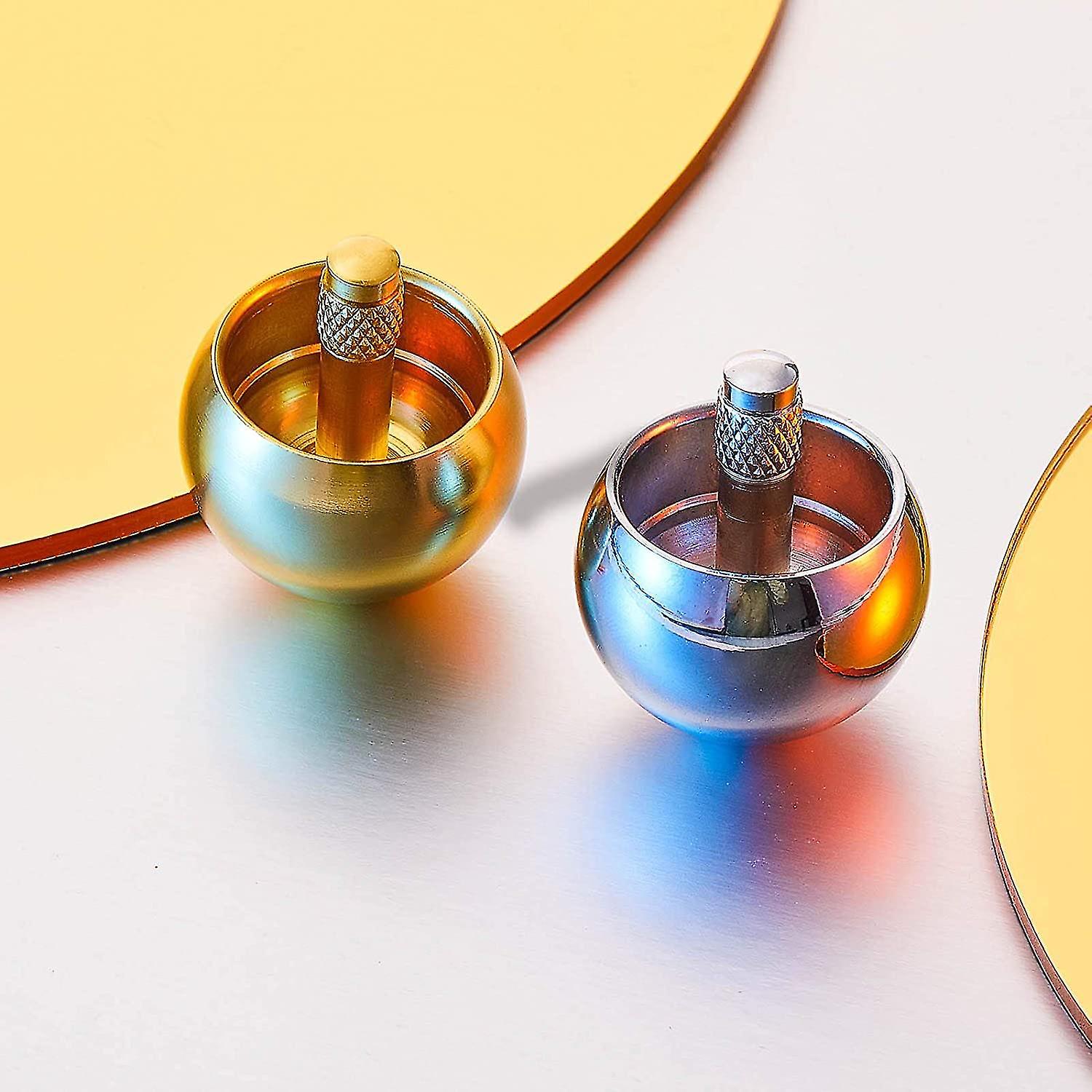 2 Pieces Top Metal Flip Over Top Gyroscope Stainless Steel Spinning Top ...