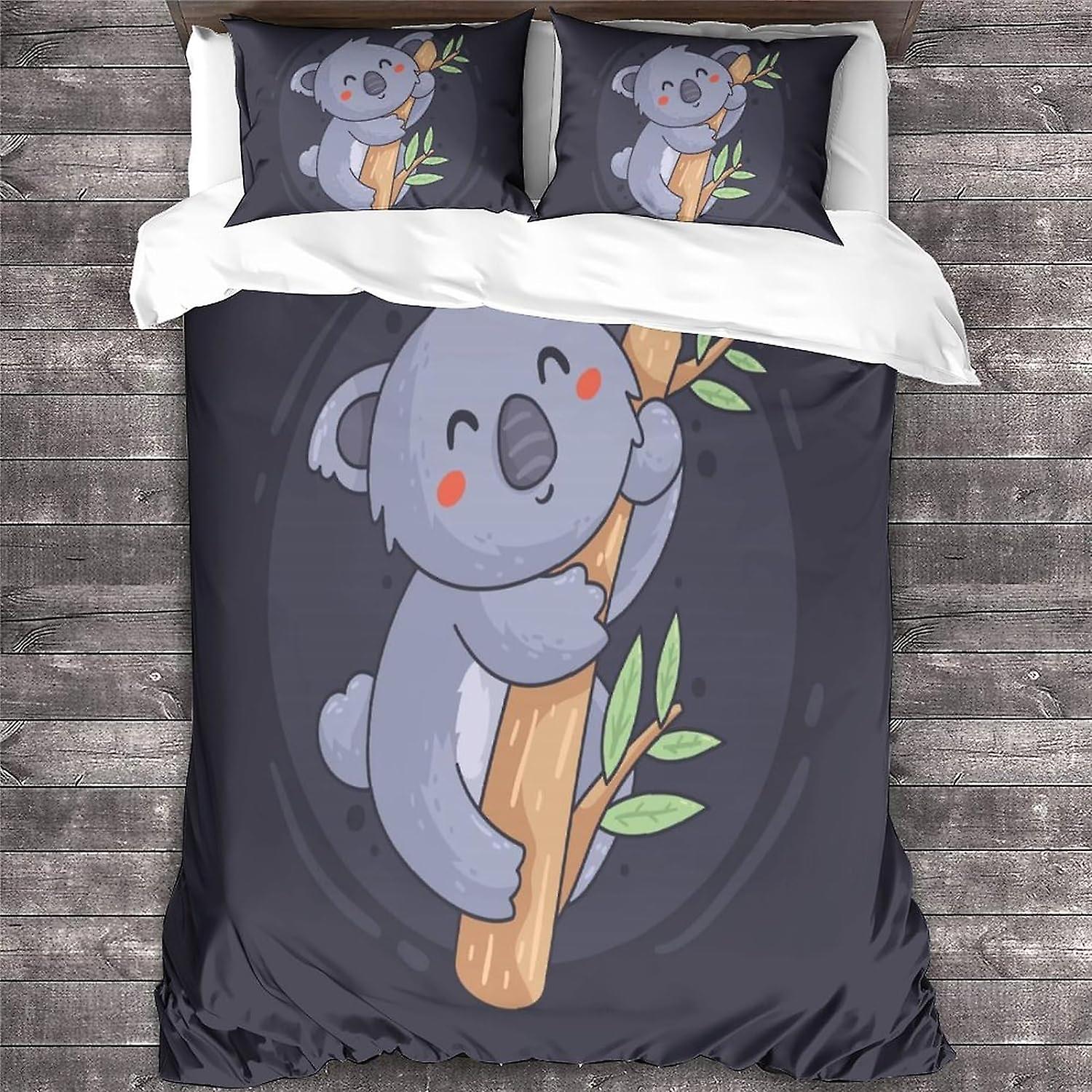 Entemah Cartoon Koala Bedding Duvet Cover Set Microfibre Cute Animals ...