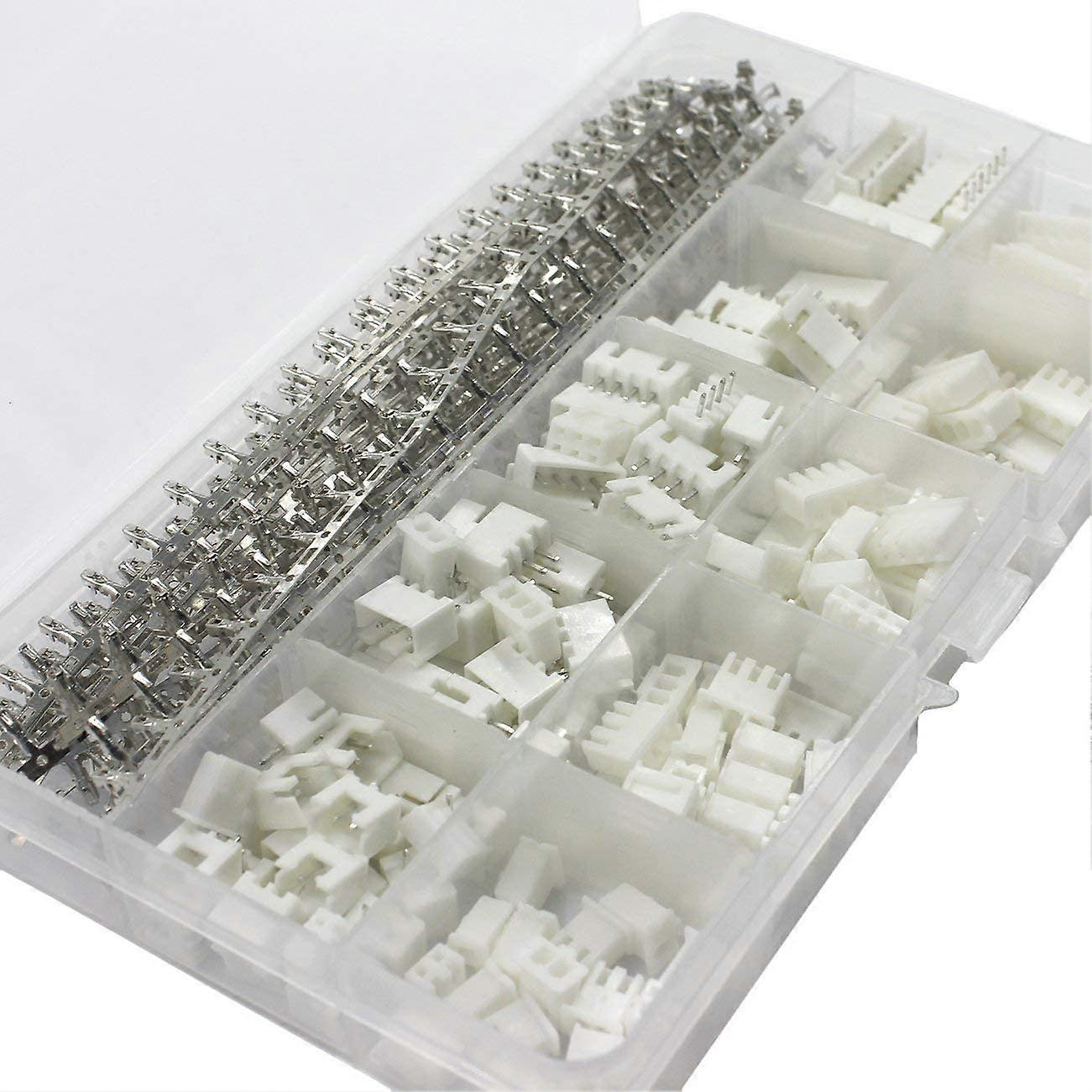 460pcs JST Connector Kit with 2.54mm JST-XH 2/3/4/5/6 Male Connector Housing and Male Connector ...