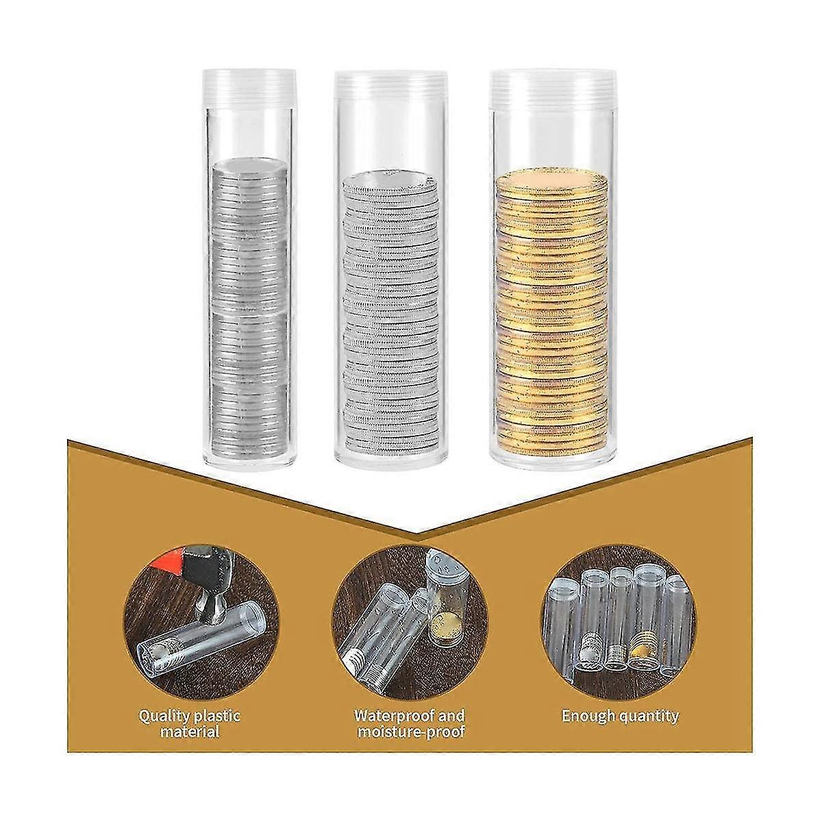 35 Pieces Coin Tubes Assorted Sizes Coin Storage Tubes Clear Plastic ...