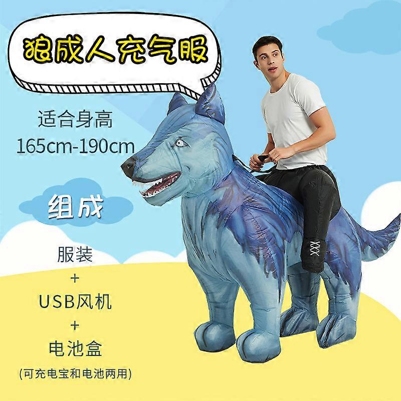 Adult funny walking animal mount costume props toy puppy riding wolf ...
