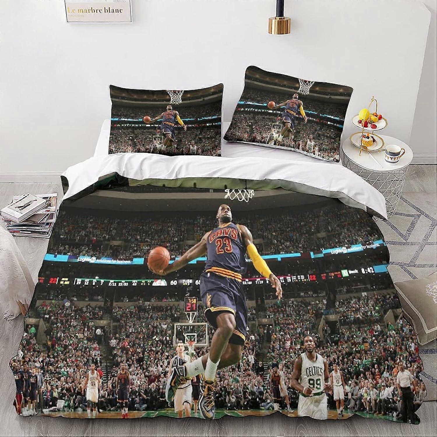 LeBron James Duvet Cover with Pillowcases, Basketball Bedding Set with ...