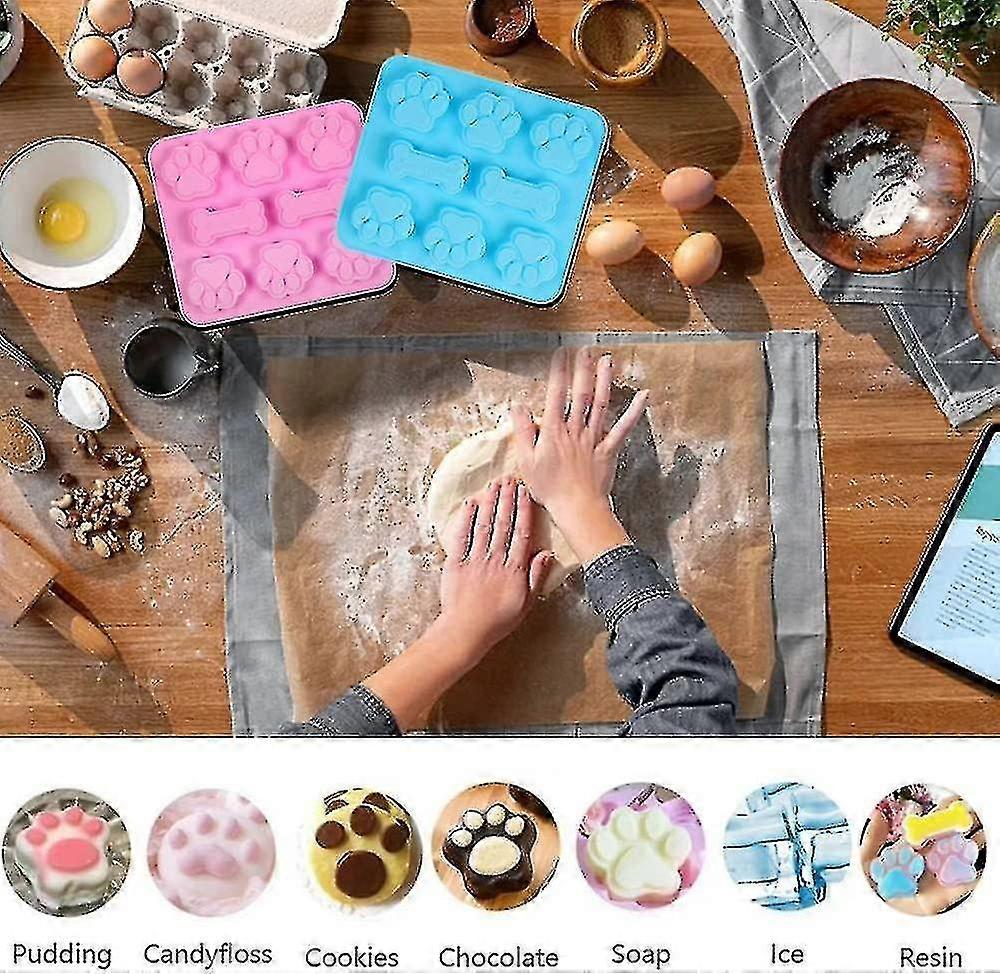 Set of 2 Silicone Dog-Shaped Ice Cube Trays for Chocolate, Jelly ...