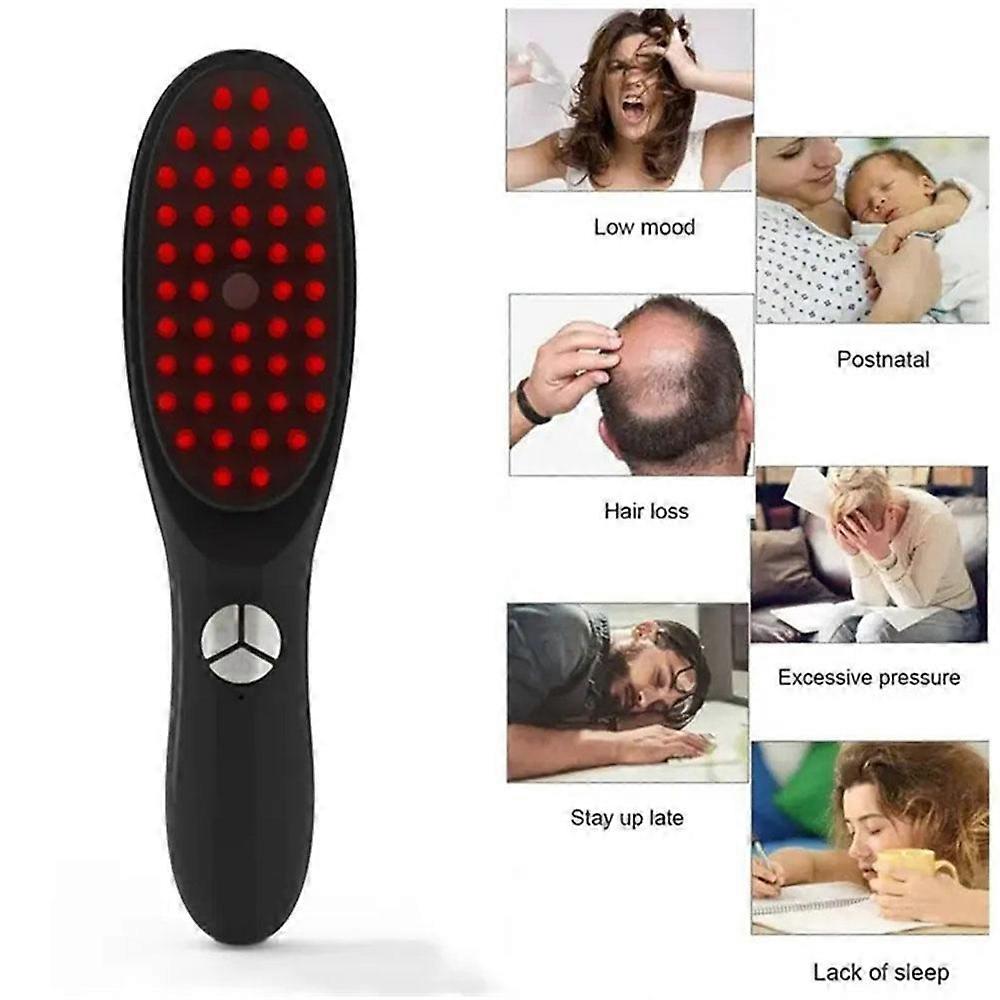 Electric Massage Comb Blue Red Light Therapy Vibration Brush Massage ...