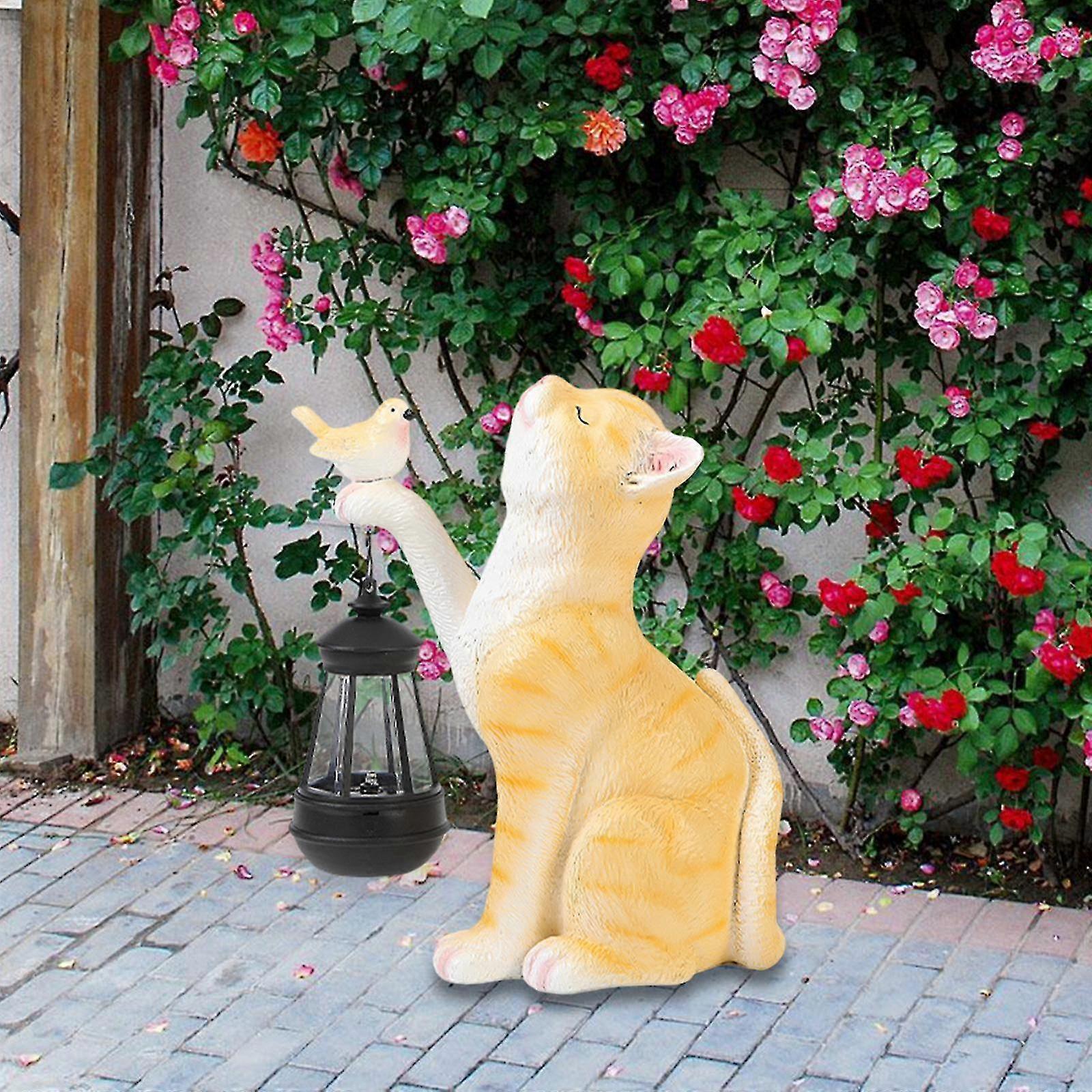 Cat Solar Light Cat Outdoor Statue Gifts Landscape Lamp Resin With ...