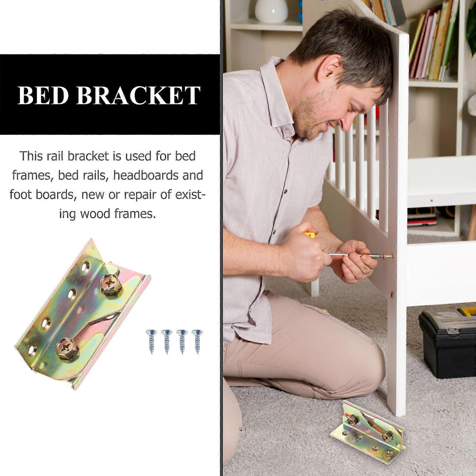 4 Pcs Bed Rail Brackets Heavy Duty No-mortise Bed Fittings for Connecting Wood | Fruugo UK