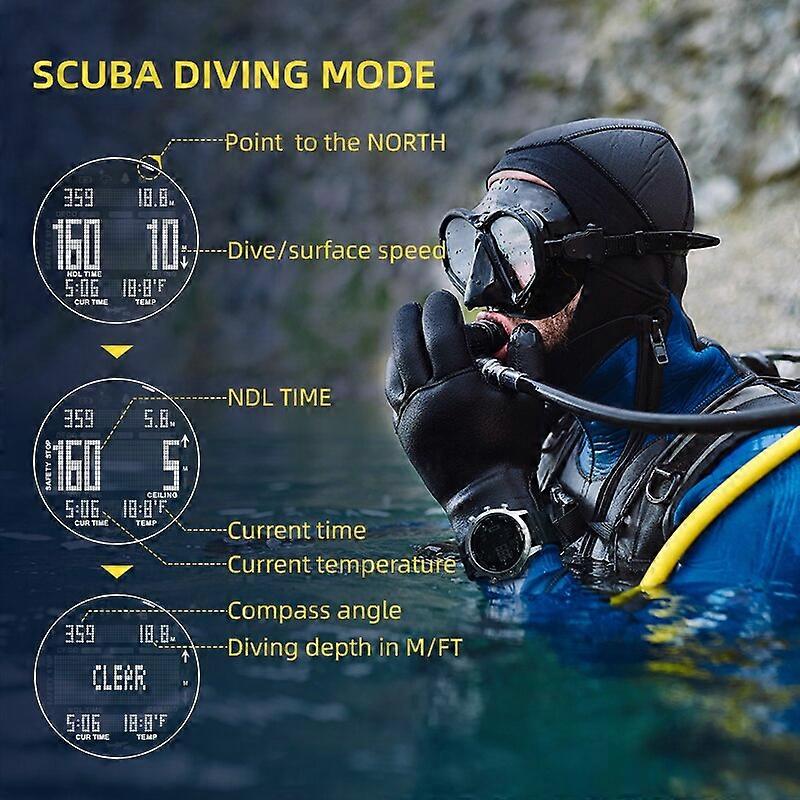 NORTH EDGE Mens Professional Diving Computer Watch Scuba Diving NDL (No ...