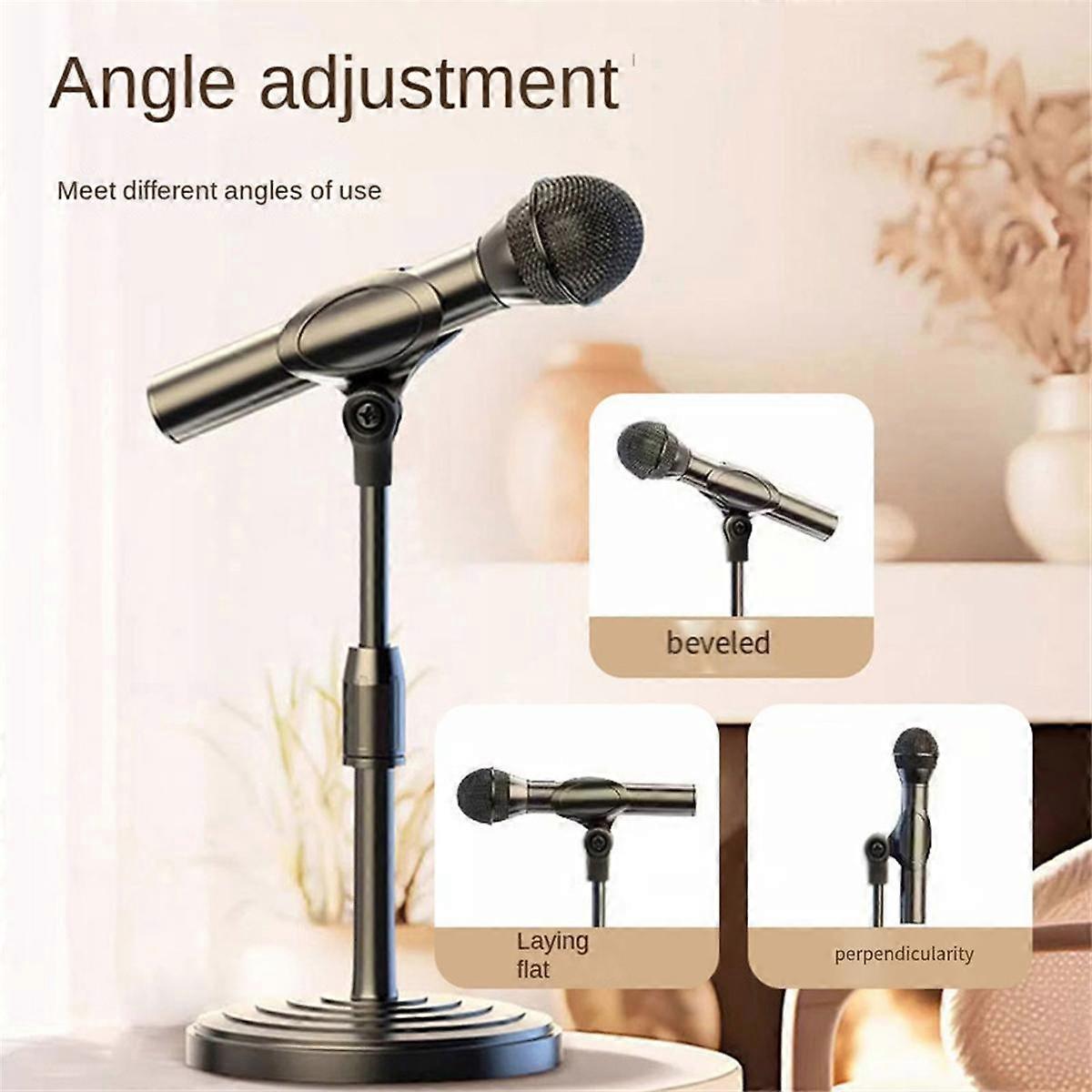 5pcs Microphone Desktop Stand Disc Retractable Microphone Stand Live ...