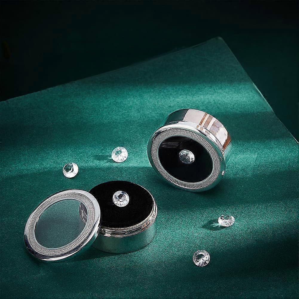 2Pcs Platinum Alloy Jewelry Gift Boxes with Velvet Cushion and Clear ...