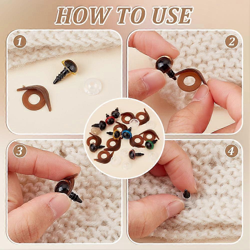 DIY 80 Sets Safety Eyes 10mm Craft Eyes with Eyelid Buckles 8 Colors ...