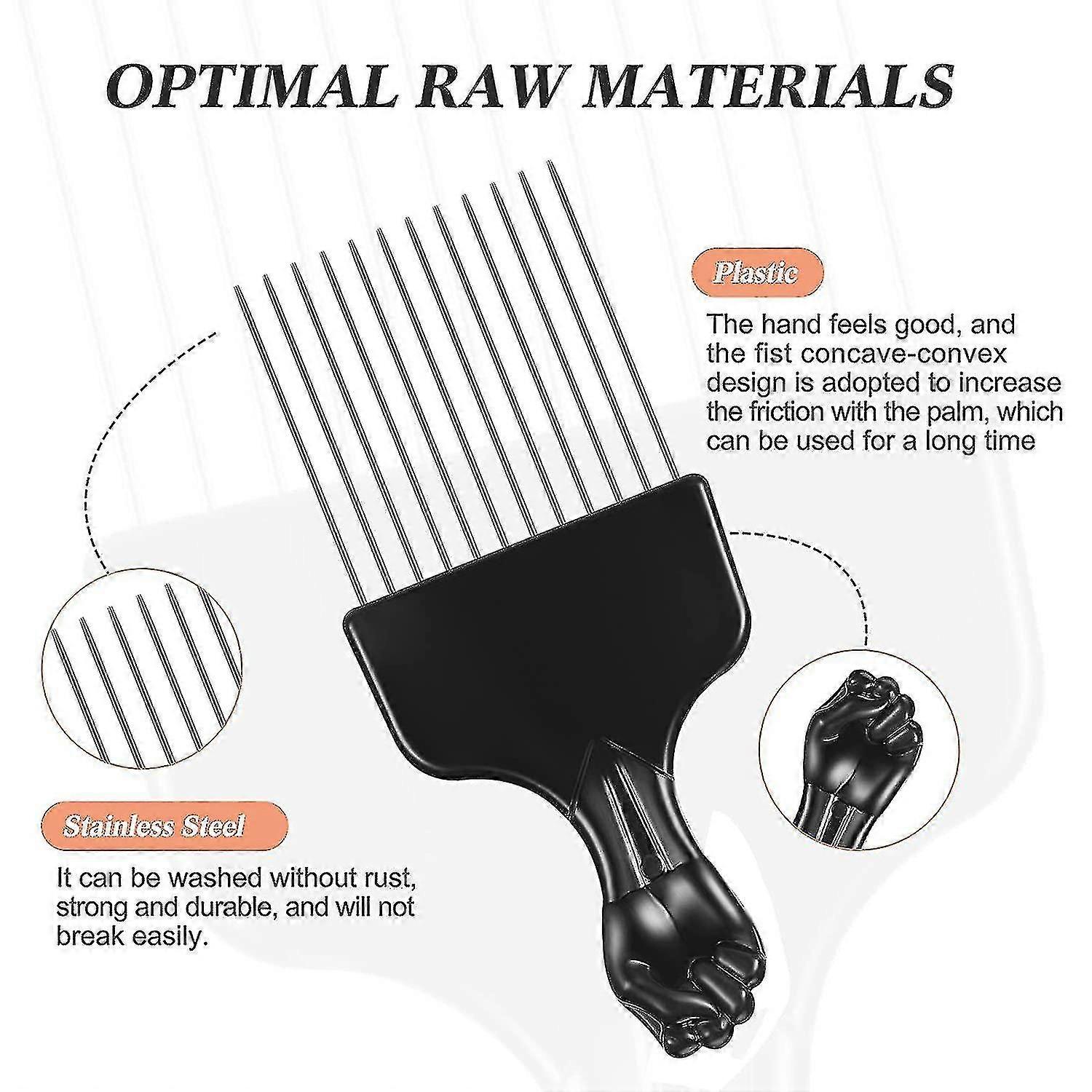 Afro Pick Comb Metal Pick Comb Plastic Afro Pick Hair Comb Wide Tooth Hair Pick | Fruugo ZA