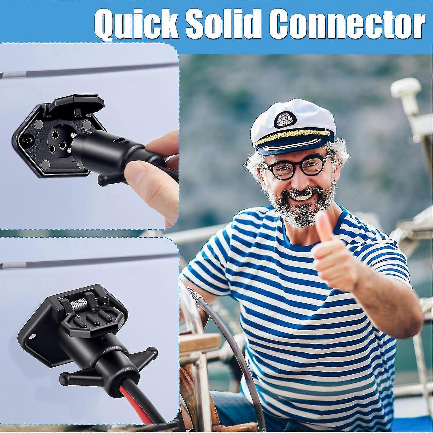 12-24V 10 Gauge 3 Wire Trolling Motor Plug and Receptacle Set for ...
