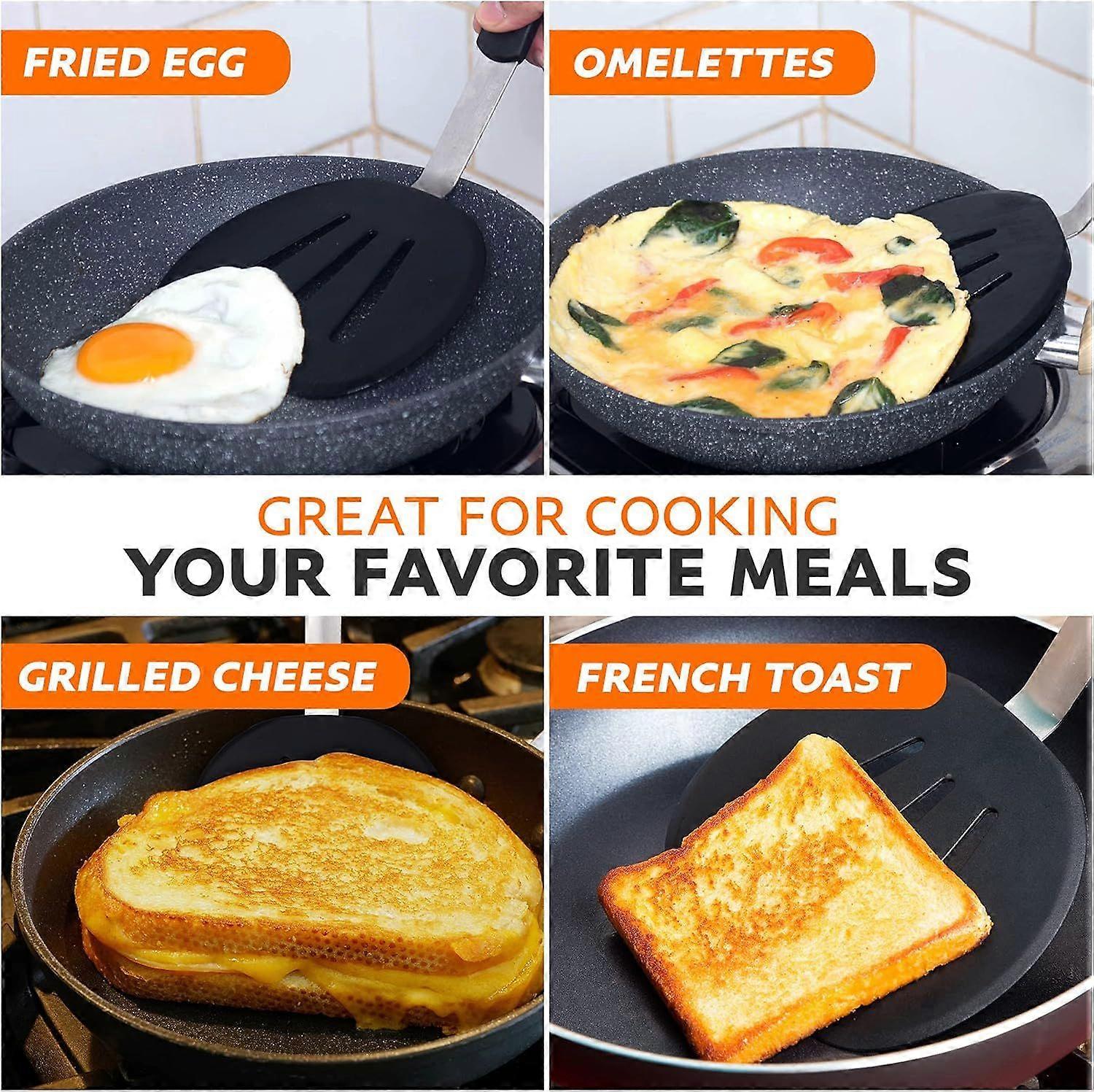 Pancake Spatula Silicone Turner for Nonstick Cookware. Flexible Extra ...